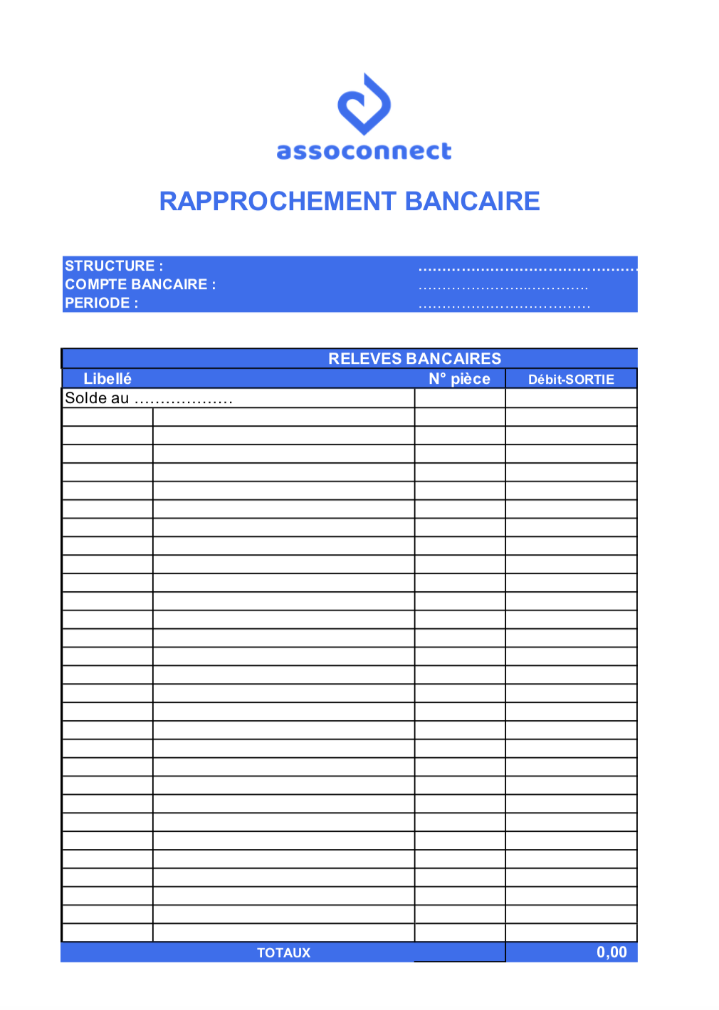 Document Excel à télécharger - Rapprochement Bancaire
