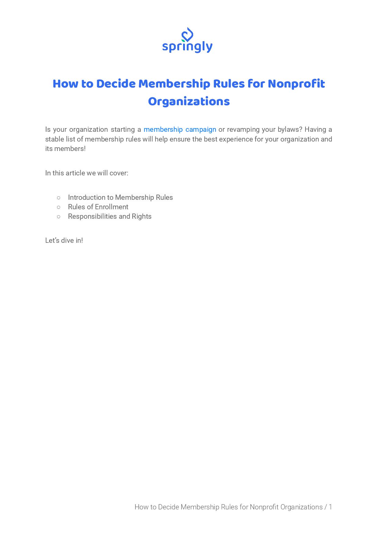 How to Decide Membership Rules for Nonprofit Organizations